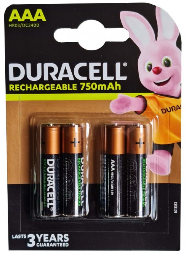 Duracell 750mAh AAA R3 MN2400, PAK4 CK,punjive NiMH baterije (rechargeable Duralock StayCharged 3g)