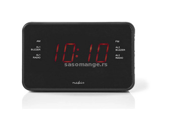 NEDIS CLAR002BK Digital radio Alarm clock 0.9" LED FM 20 Preset Snooze