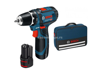 BOSCH GSR 12V-15 Professional Akkus drill-screwdriver + 2x Li-Ion-Akku 2.0Ah + case (Basic guaran...