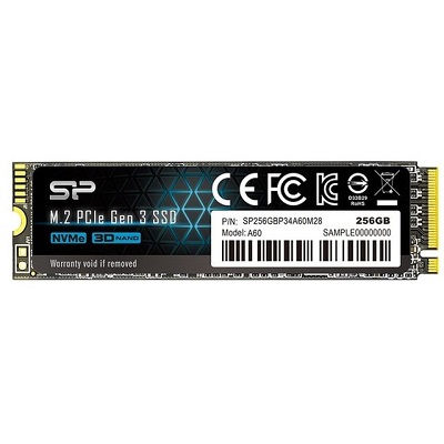SSD Silicon Power 256GB A60 SP256GBP34A60M28 M.2 2280 NVMe read 2.100 MB/s, write 1.200 MB/s