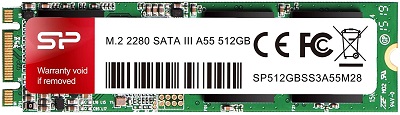 SSD Silicon Power 512GB A55 SP512GBSS3A55M28 M.2 2280 SATA read 560 MB/s, write 530 MB/s