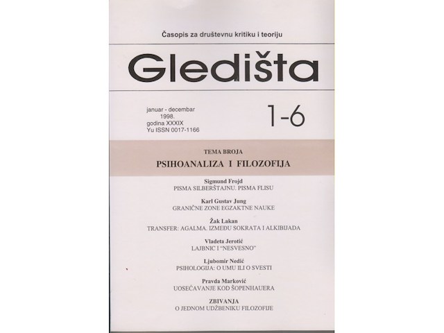 PSIHOANALIZA I FILOZOFIJA / GLEDIŠTA 1-6/1998