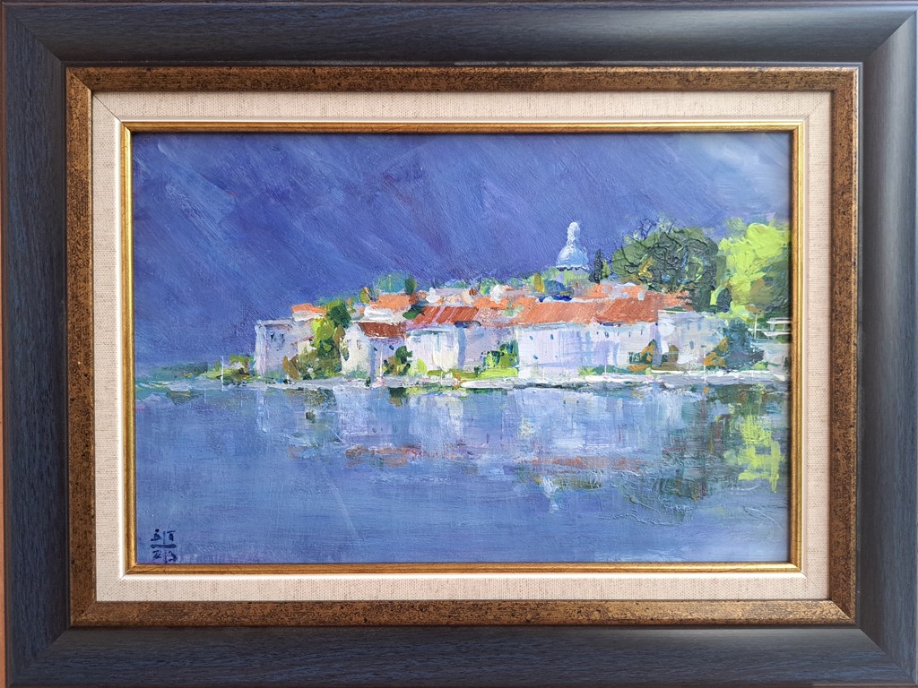 Motiv iz Boke 2, Dragan Tasić, akril na lesonitu, sa 30×40 cm, bez 20×30 cm, sertifikat, 55 evra