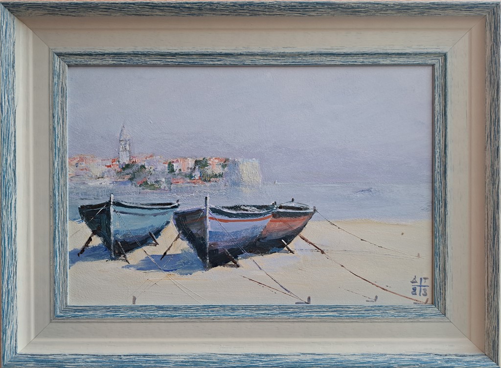 Budva 3, Dragan Tasić, akril na lesonitu, sa 28×38 cm, bez 20×30 cm, sertifikat, 55 evra