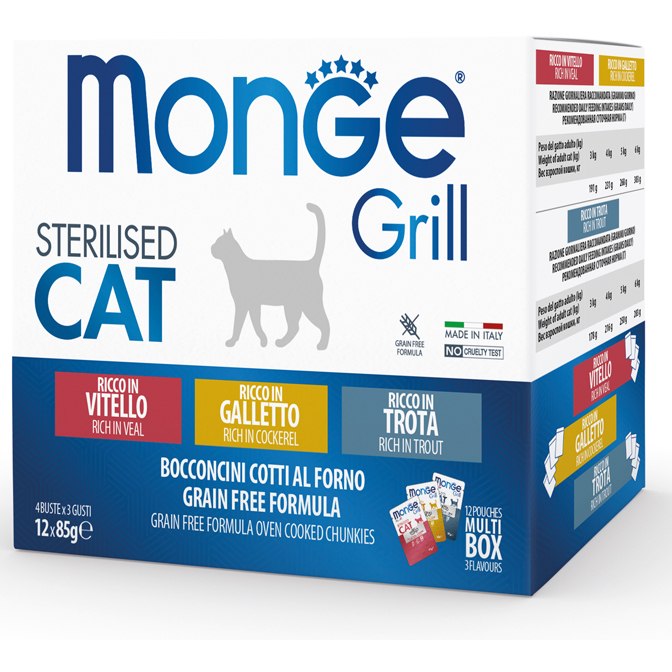 Monge Cat Grill Mix Sterilised Gov/Petlic/Pastrmka 85grx12kom