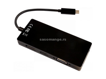 V7 Video Adapter USB-C Male to DisplayPort Female HDMI Female VGA Female DVI Female black