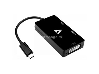 V7 Video Adapter USB-C Male to VGA Female DVI Female HDMI Female black