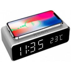 GEMBIRD DAC-WPC-01-S Digitalni sat + alarm sa bežičnim punjenjem telefona, Silver 39196