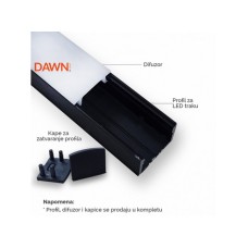 DAWN Led profil LL-ALP004-R komplet crni