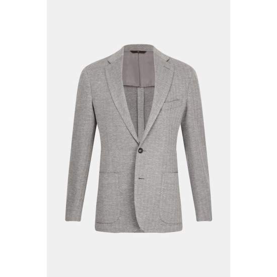 Vakko GRAY HERRINGBONE JARSE JACKET