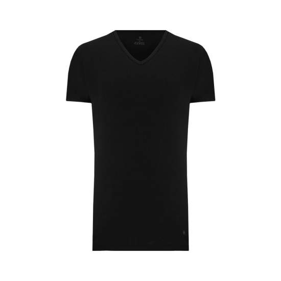 VAKKO V-NECK BLACK T-SHIRT