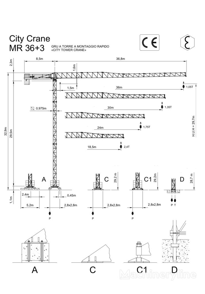Raimondi MR 36 + 3 toranjska dizalica