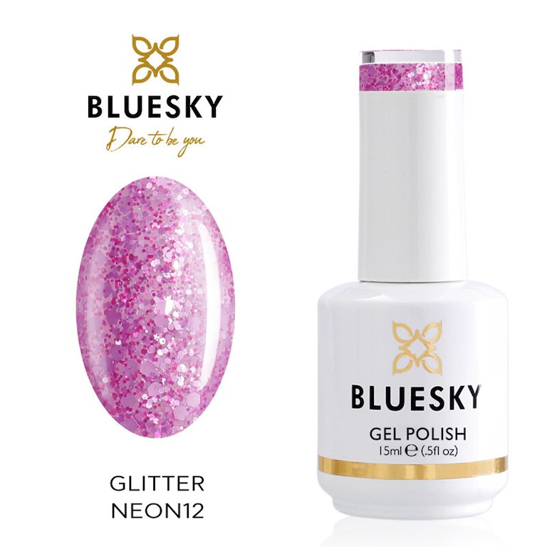 Gel Polish Bluesky 15ML GLITTER NEON 12