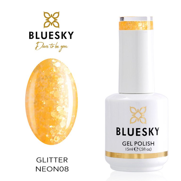 Gel Polish Bluesky 15ML GLITTER NEON 08