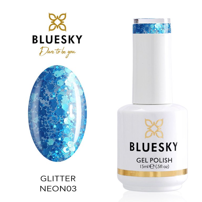 Gel Polish Bluesky 15ML GLITTER NEON 03