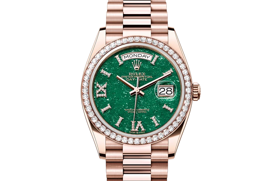 Rolex
DAY-DATE 36
Oyster, 36 mm, Everose gold and diamonds
M128345RBR-0068
