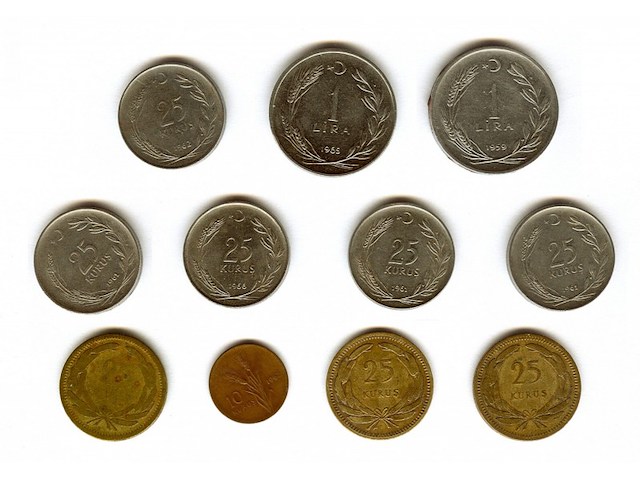 LOT od 11 turskih kovanica (1956-1966)
