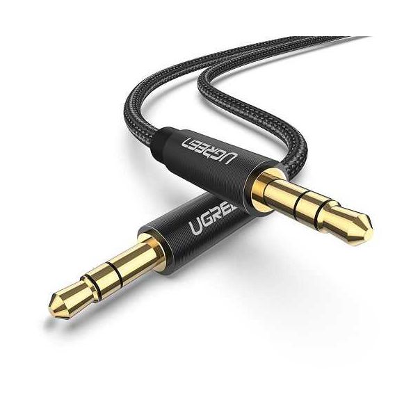 UGREEN AUX kabl 3.5mm 1m gold AV112, Crni