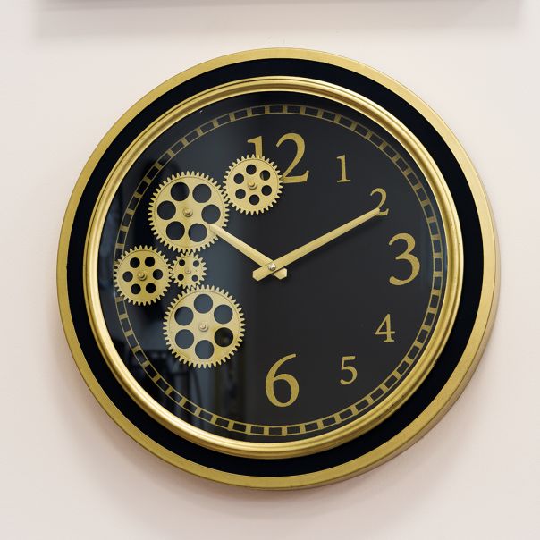 ENA Zidni sat sa rotirajućim zupčanicima mehanizam zlatni 40 cm