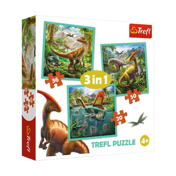 TREFL Puzzle Svet Dinosaurusa 3u1 (20,36,50 delova)