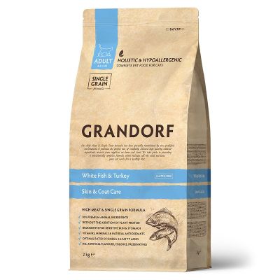 Grandorf Cat Adult Skin & Coat Care Bela Riba & Ćuretina 2kg