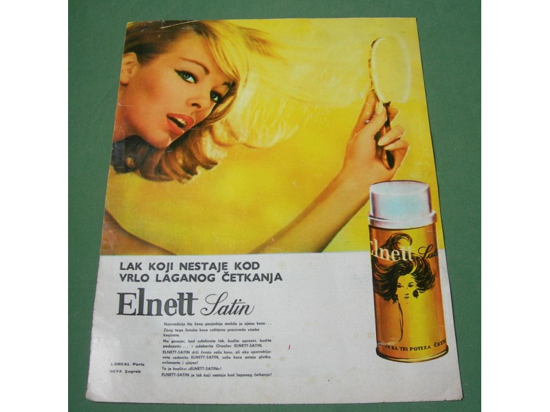 Stara novinska reklama Elnett Satin L'OREAL,Neva Zagreb