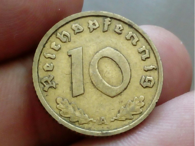 Nemacka, 10 pfennig 1938 A