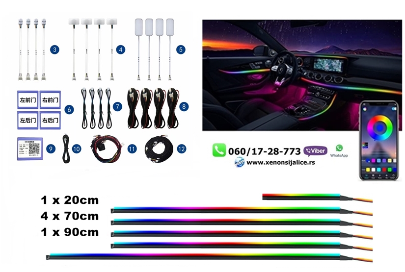 LED AMBIJENTALNA TRAKA ZA ENTERIJER AUTA RGB SIMPHONY SET