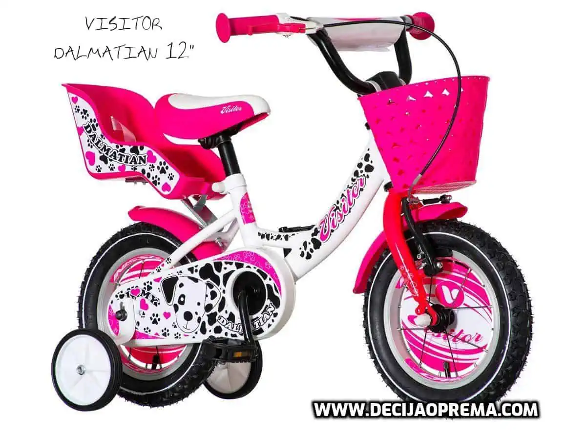 Bicikl Visitor Dalmatian 12″ za decu Rozo Beli