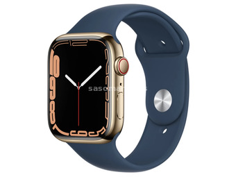 APPLE Watch Series 7 GPS LTE 45mm gold rust free steel case - sport strap deep indigo blue
