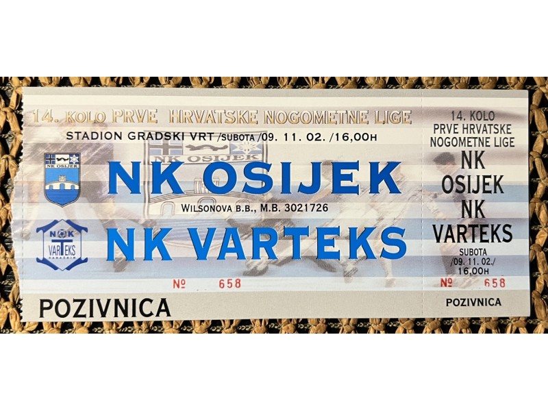 ulaznica za fudbalsku utakmicu Osijek-Varteks (83.)