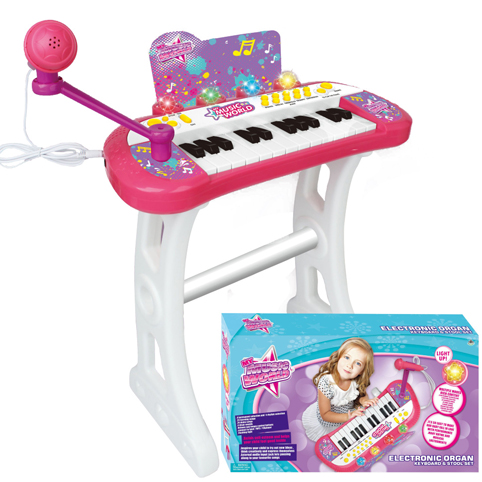 Roze klavijatura sa mikrofonom i MP-3 priključkom