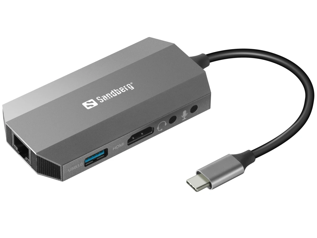 Sandberg (136-33) USB-C 6u1 USB Hub sivi