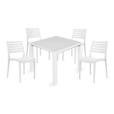 Sto Brooklyn 90×93 + 4 Firenze stolice – bela boja