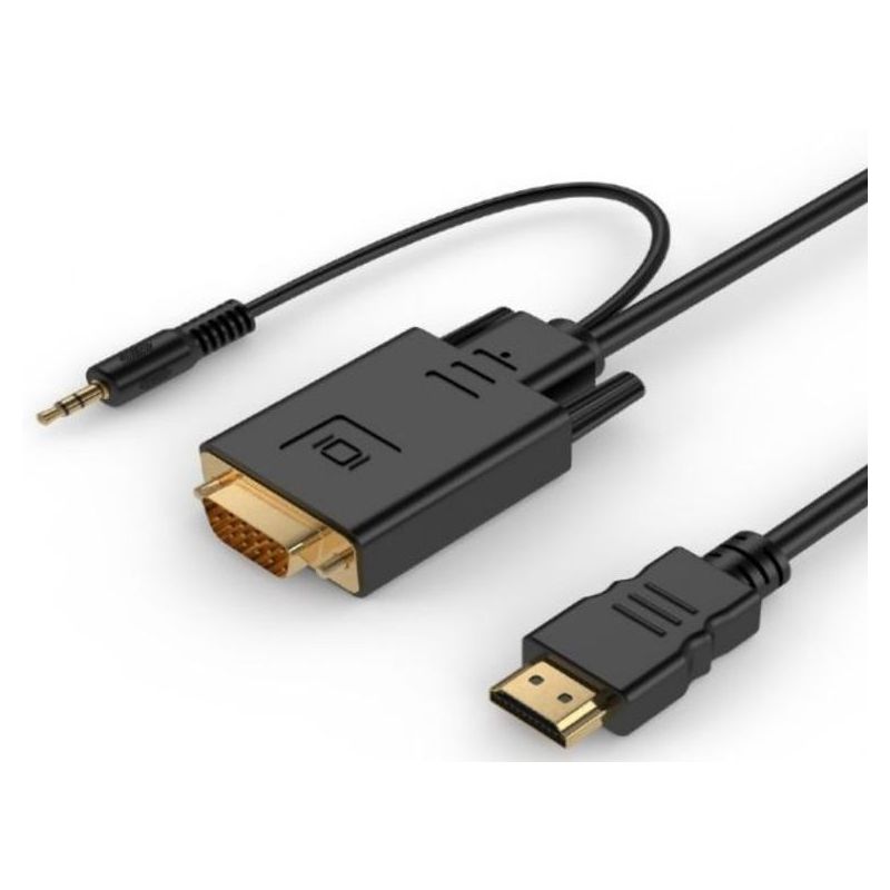 A-HDMI-VGA-03-5M Gembird HDMI to VGA and audio adapter cable, single port, 5m, black