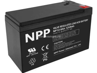 NPP AGM BATTERY C20=9AH T1 151x65x94x100 2,5KG BLACK (NP12V-9Ah)