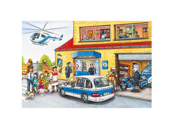 SCHMIDTSPIELE Puzzle game 60 pieces Police and metal police helicopter set