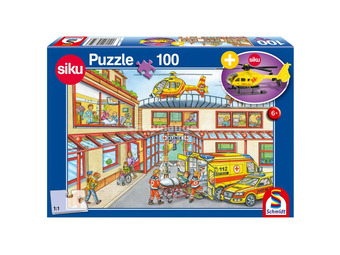 SCHMIDTSPIELE Puzzle game 100 pieces Mentők and metal saving helicopter set