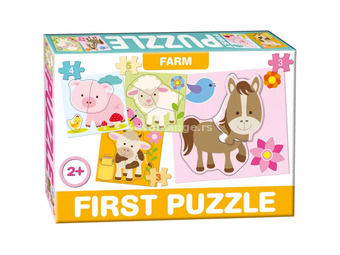 DOHÁNY TOYS Puzzle game 2 3 4 pieces First puzzle Farm animals