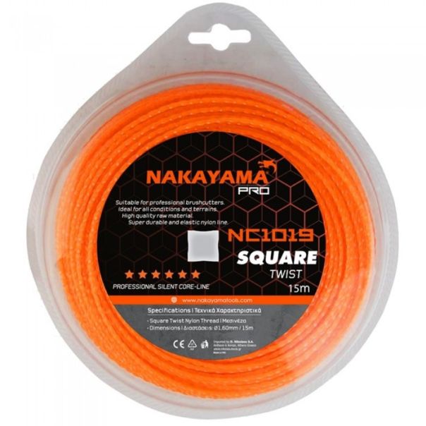 NAKAYAMA PRO Najlonske niti za trimer SQUARE TWIST 15m x 1.6mm