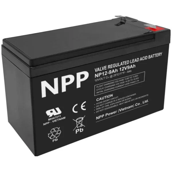 NPP AGM BATTERY C20=9AH T1 151x65x94x100 2,5KG BLACK (NP12V-9Ah)