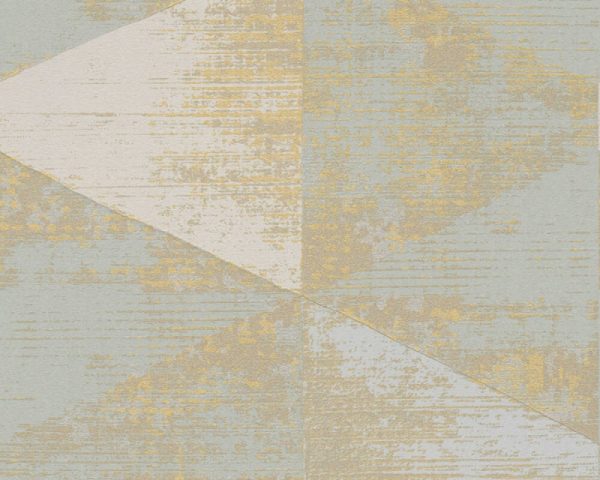 A.S. CRÉATION WALLPAPER «STRIPES, BEIGE, CREAM, GOLD, GREEN» 383531