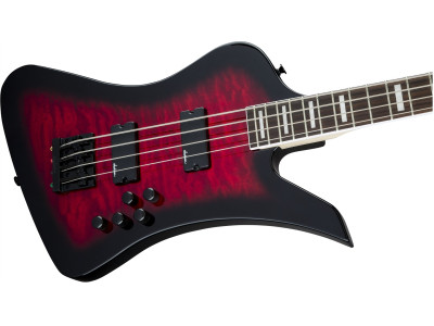 Jackson JS Series Kelly Bird Bass JS3Q Transparent Red Burst