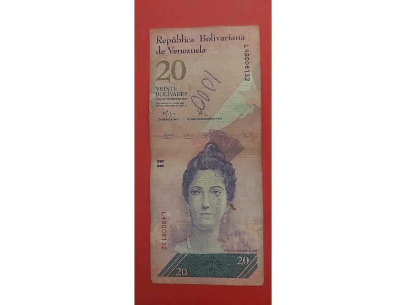 20 bolivares 2009 god Venecuela f