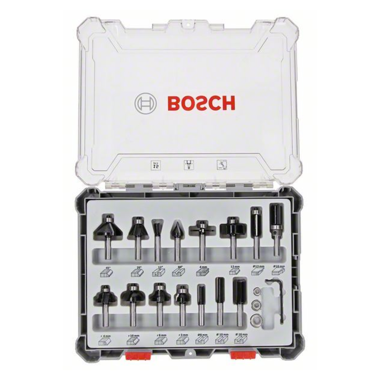 BOSCH Komplet glodala 15 komada, držač od 8 mm – 2607017472