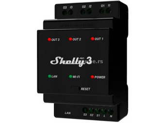 SHELLY PRO 3 DIN-sínre mountable three áramkörös WiFi + Ethernet okosrelé kapcsolóbemenettel