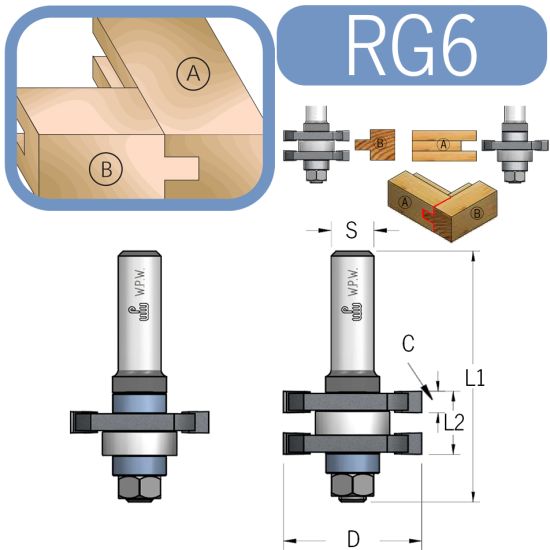 Glodalo profil - kontra profil za spajanje pod 90° prihvat 8mm WPW RG60005