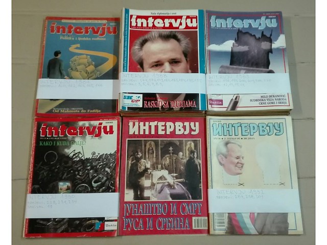 Casopis INTERVJU brojevi u rasponu od 1987 do 1992.