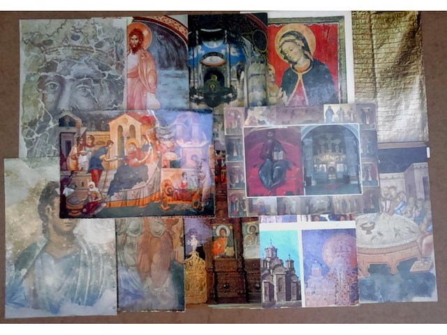 Kolekcija od 12 starih razglednica freski i ikona.