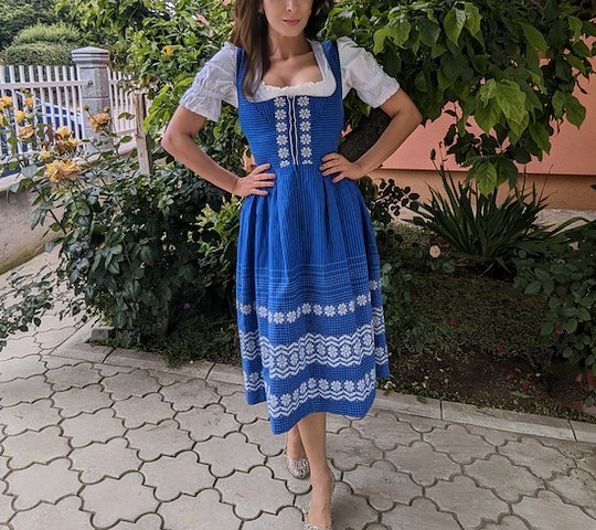 Dirndl plava haljina, vel. XS/S